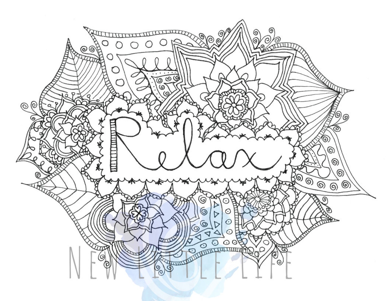 Relax Coloring Page DIGITAL DOWNLOAD Birth Art, Adult Coloring, Birth ...