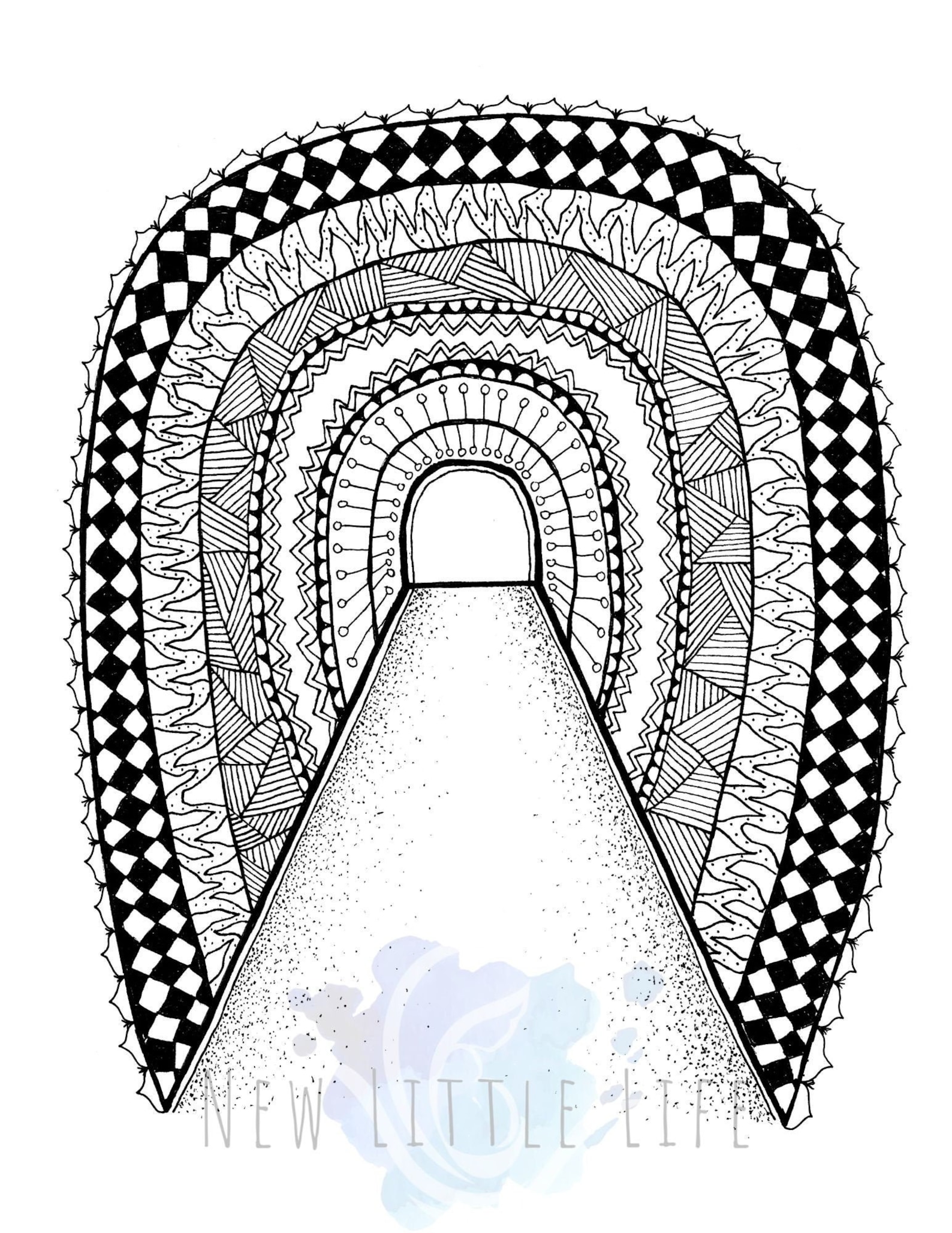 Tunnel Coloring Page - DIGITAL DOWNLOAD - Adult Coloring, Tunnel ...