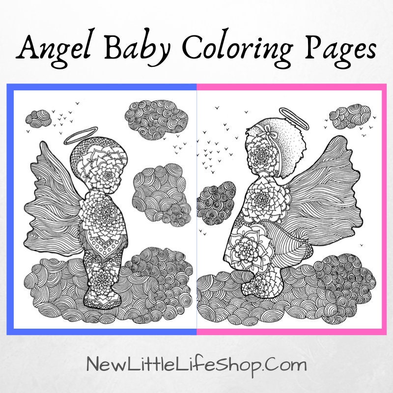 Angel Baby Coloring Page - DIGITAL DOWNLOAD - Pregnancy Loss, Adult ...