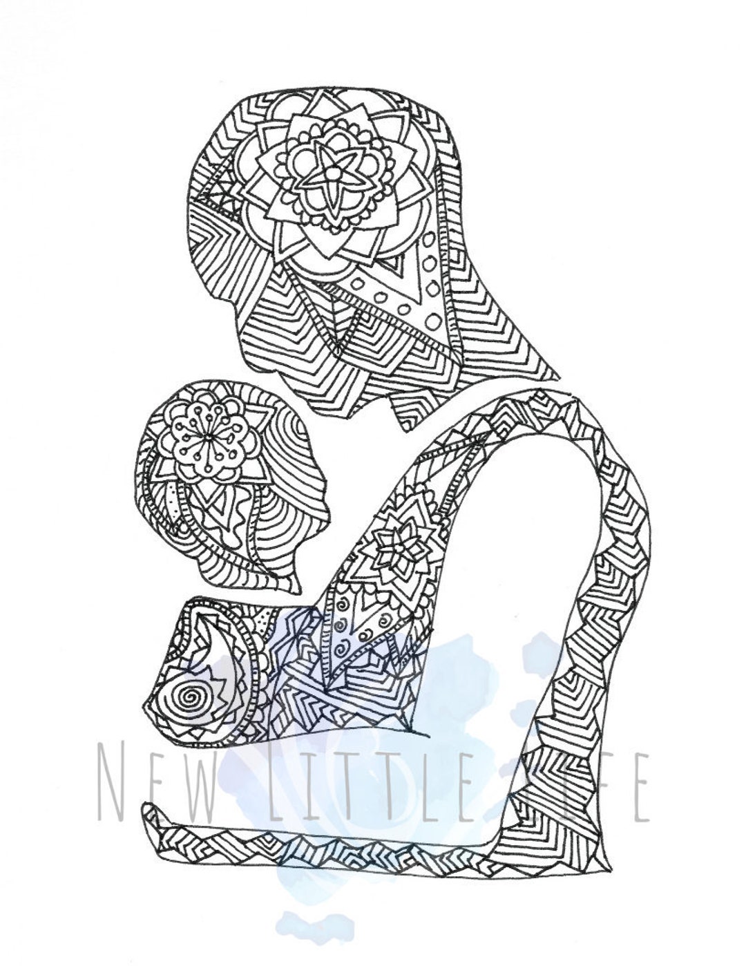 Dad Baby Wearing Coloring Page - DIGITAL DOWNLOAD - Birth Art, Adult ...