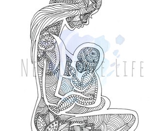 Breastfeeding Coloring Page - DIGITAL DOWNLOAD - Birth Art, Adult ...