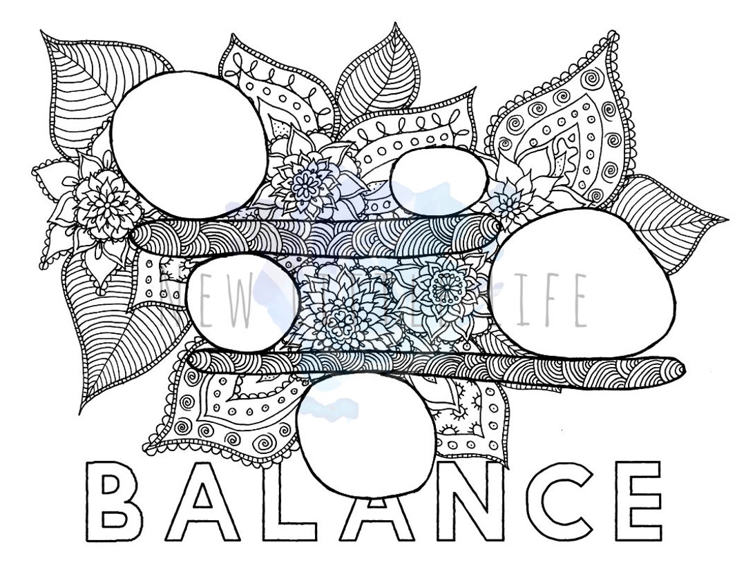 Balance Coloring Page DIGITAL DOWNLOAD Adult Coloring, Chakra, Mandala ...