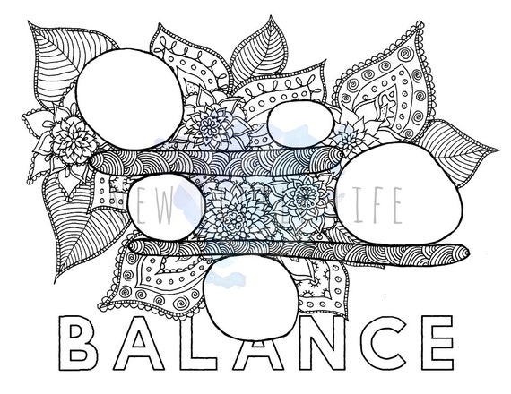 Balance Coloring Page DIGITAL DOWNLOAD Adult Coloring | Etsy