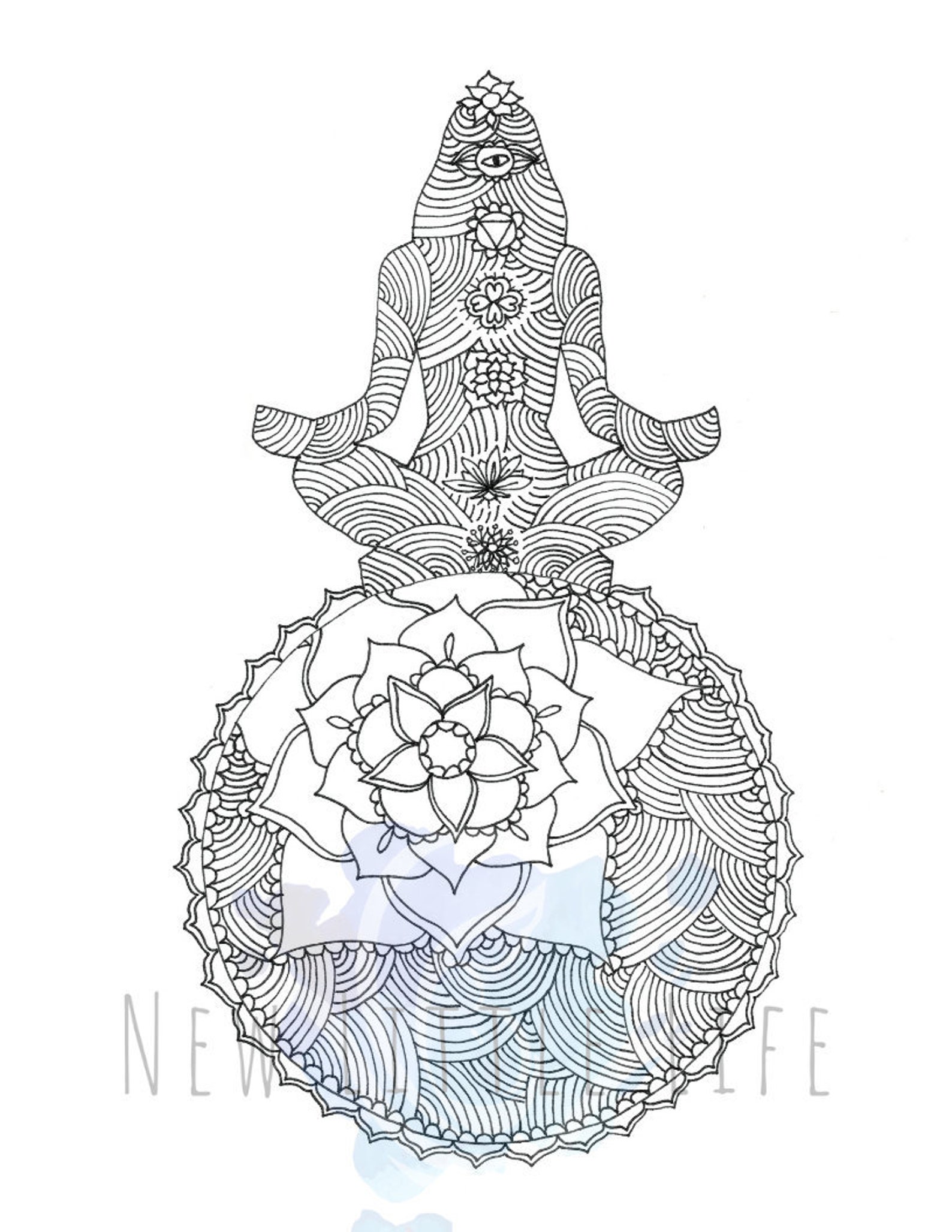 Chakra Coloring Page - DIGITAL DOWNLOAD - Adult Coloring, Birth ...
