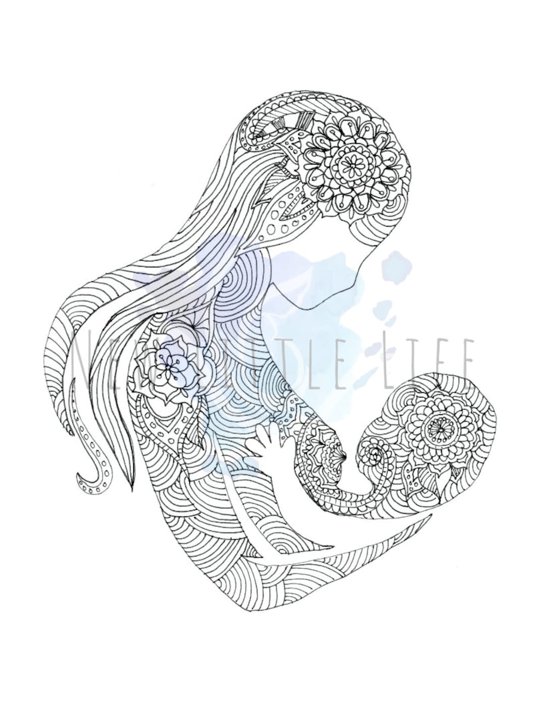 Breastfeeding Coloring Page - DIGITAL DOWNLOAD - Birth Art, Adult ...