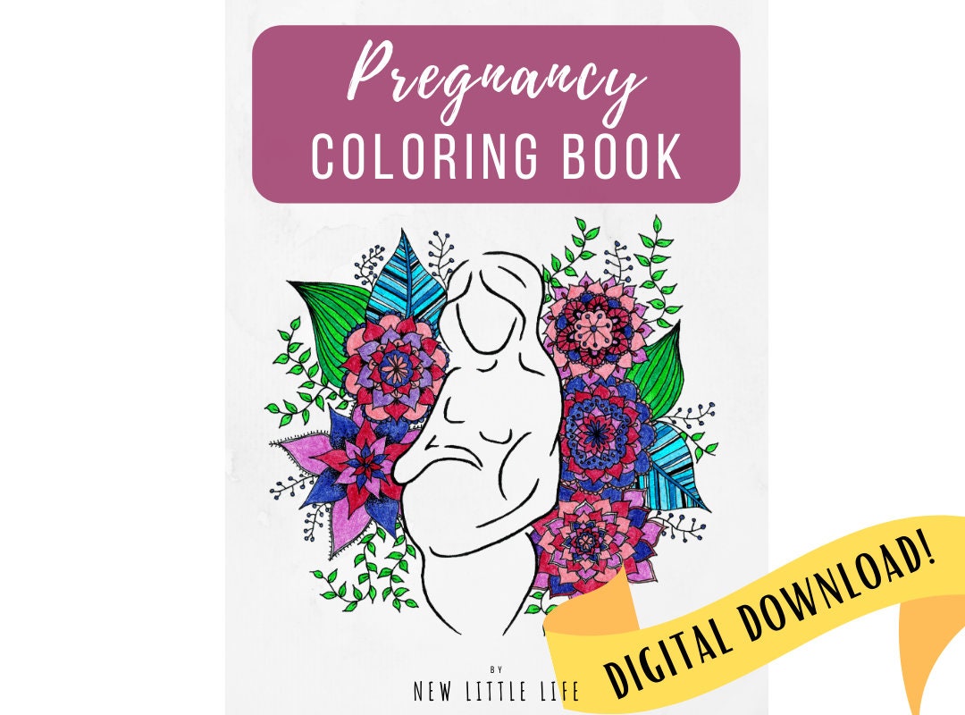Pregnancy Coloring Book DIGITAL DOWNLOAD Adult Coloring, Birth ...