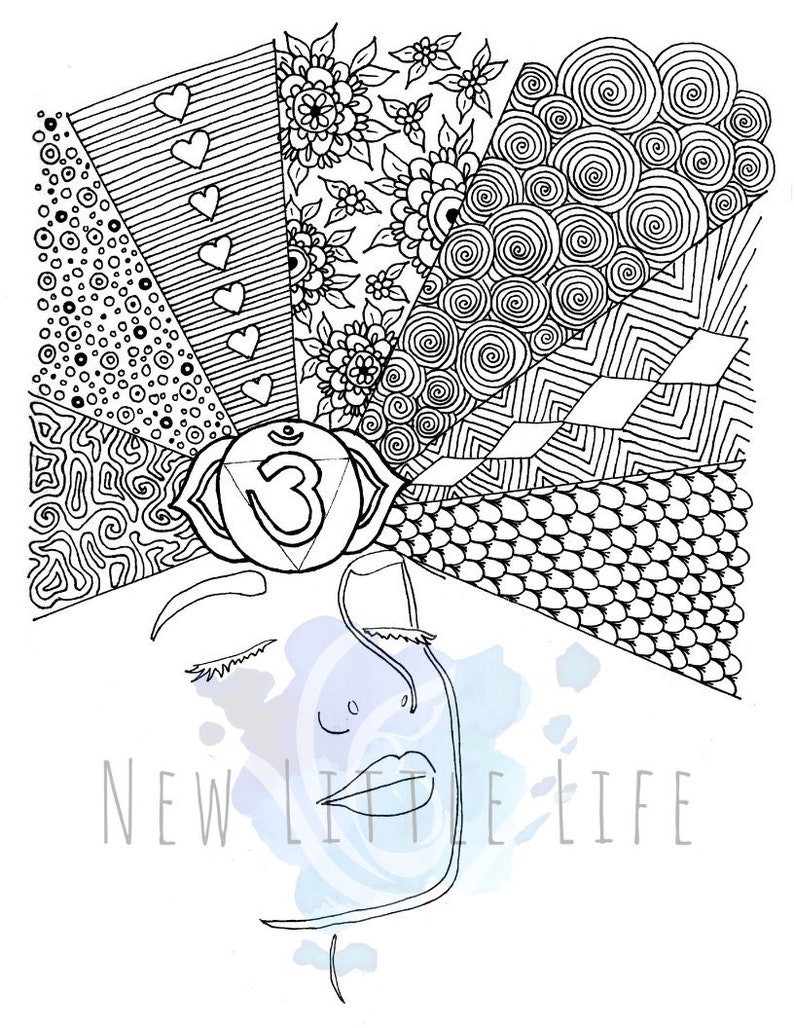 Third Eye Chakra Coloring Page - DIGITAL DOWNLOAD - Adult Coloring ...
