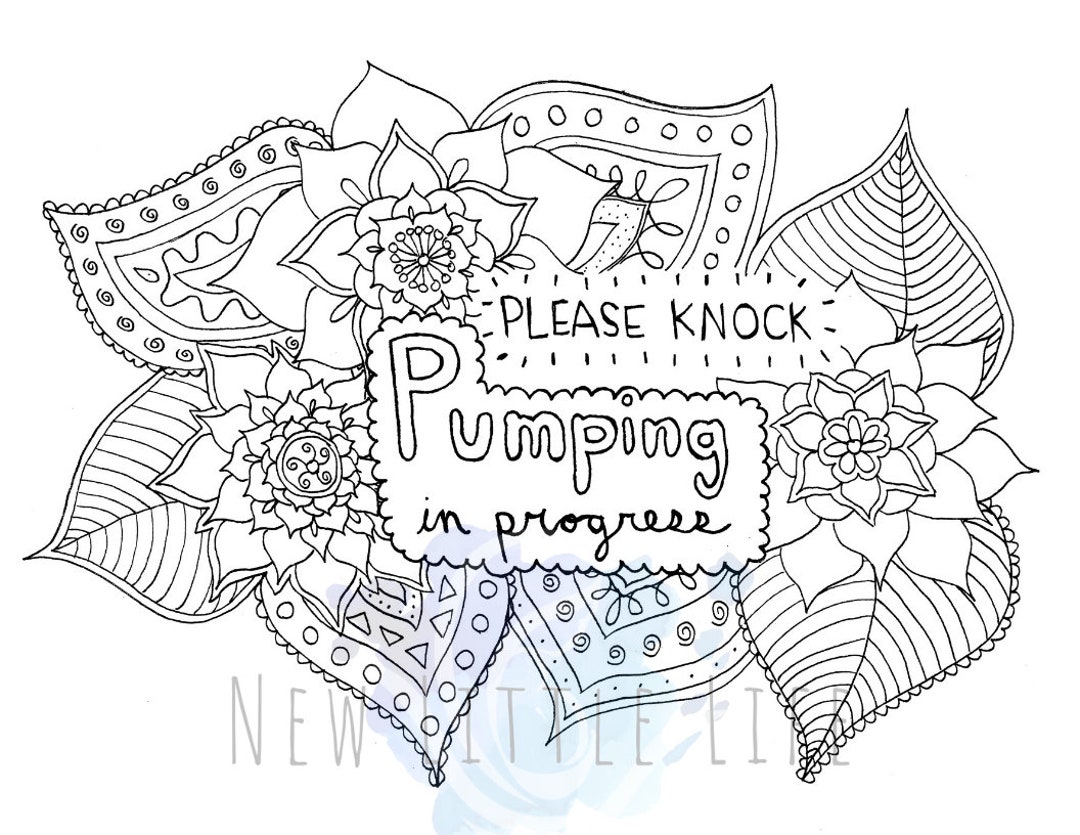 Pumping in Progress Coloring Page for Door - DIGITAL DOWNLOAD - Adult ...