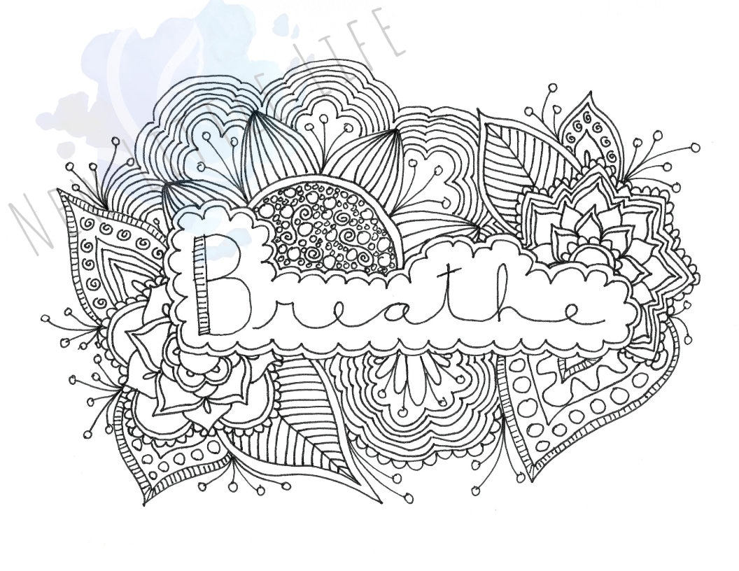 Breathe Coloring Page DIGITAL DOWNLOAD Birth Art, Adult Coloring, Birth ...