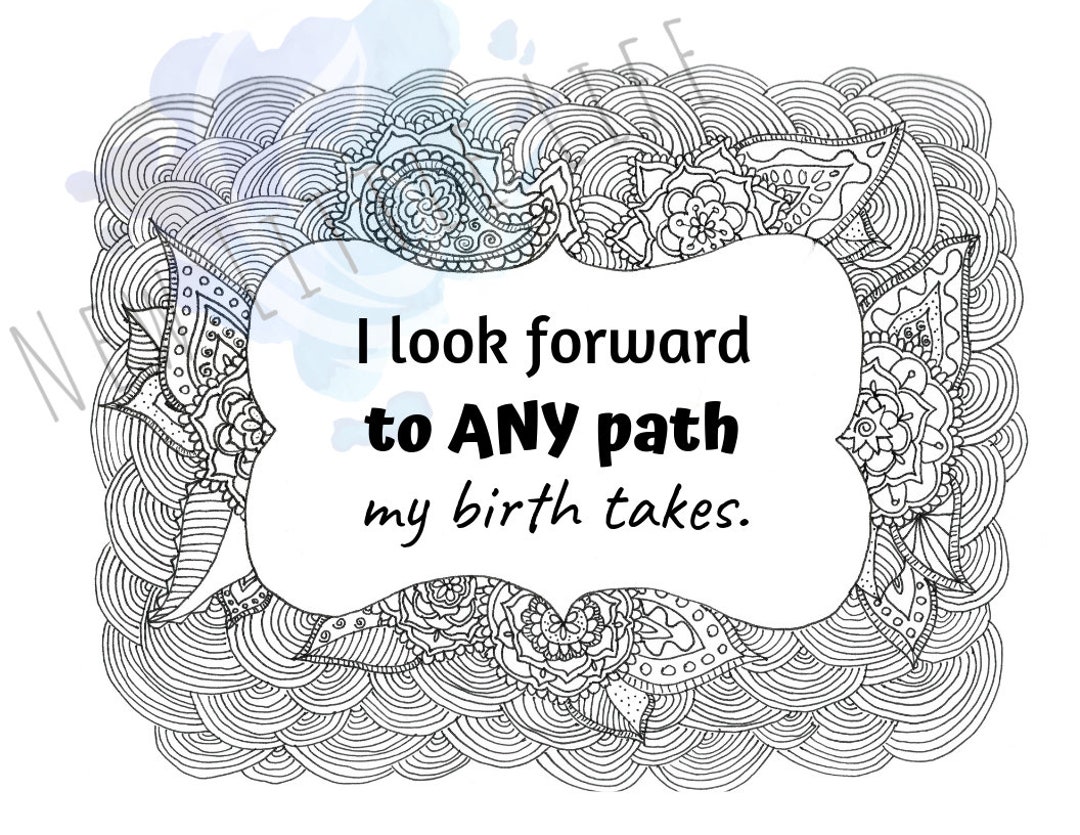 Birth Affirmation Coloring Page - DIGITAL DOWNLOAD - Adult Coloring ...