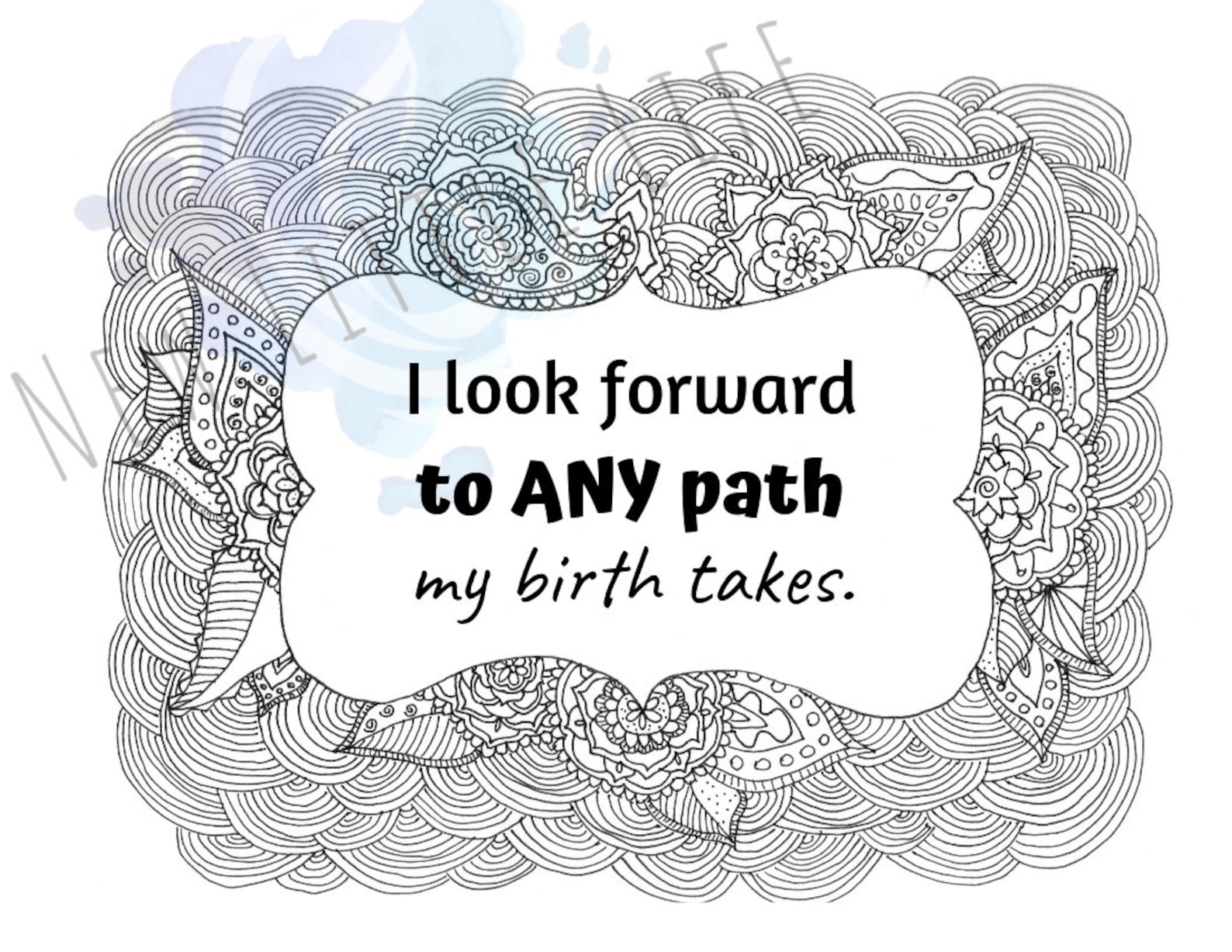 Birth Affirmation Coloring Page - DIGITAL DOWNLOAD - Adult Coloring ...