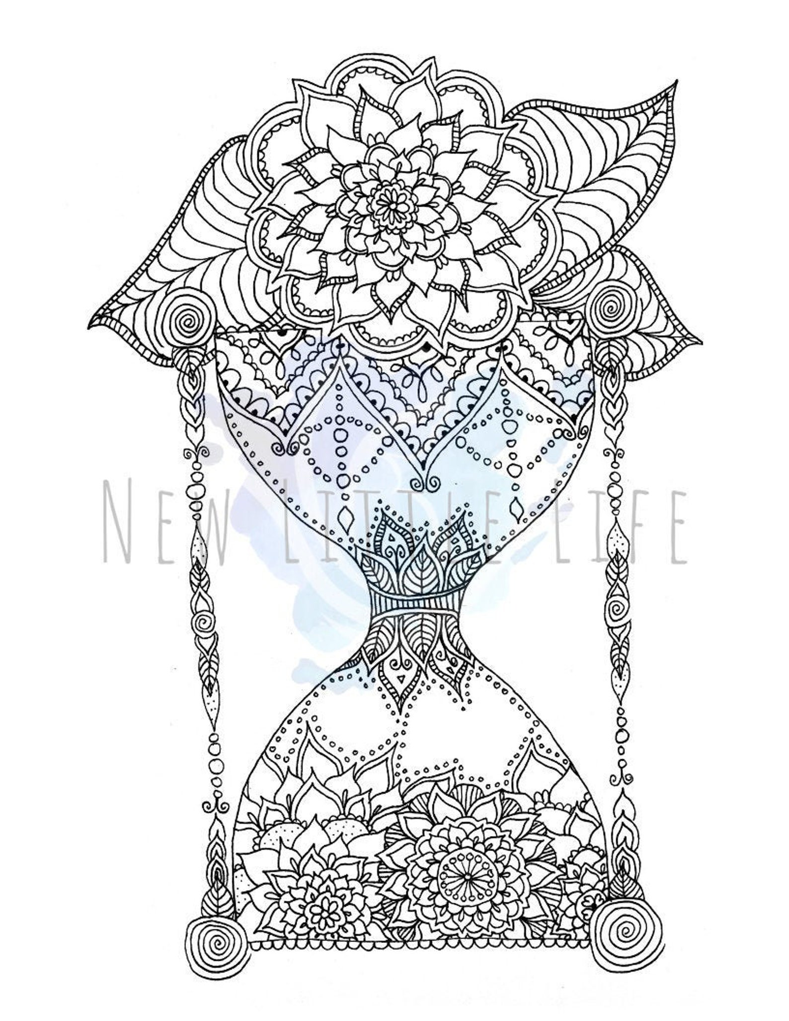 Hour Glass Coloring Page - DIGITAL DOWNLOAD - Adult Coloring, Chakra ...