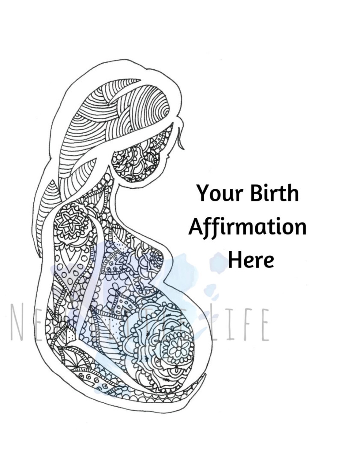 Birth Affirmation Coloring Page DIGITAL DOWNLOAD Adult Coloring, Birth ...