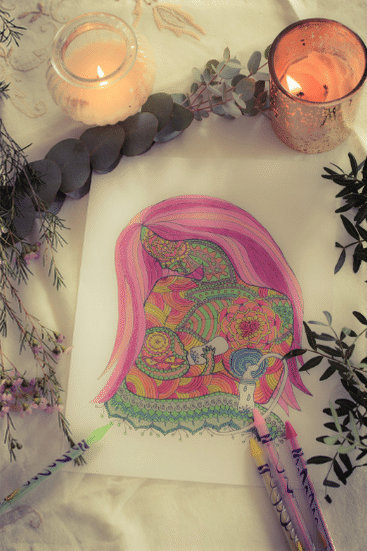 Pumping Mom Coloring Page - DIGITAL DOWNLOAD - Birth Art, Adult ...