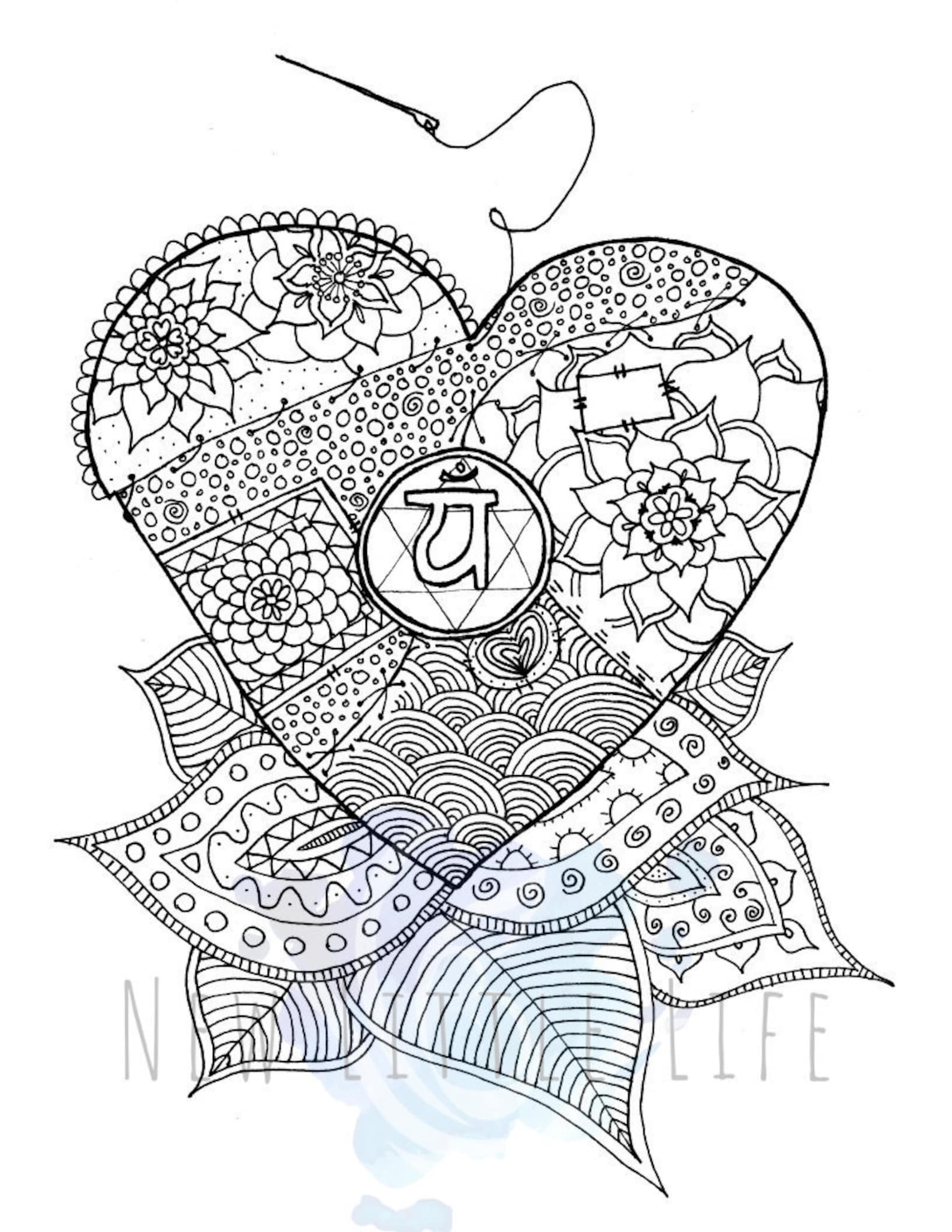 Heart Chakra Coloring Page - DIGITAL DOWNLOAD - Adult Coloring, Chakra ...