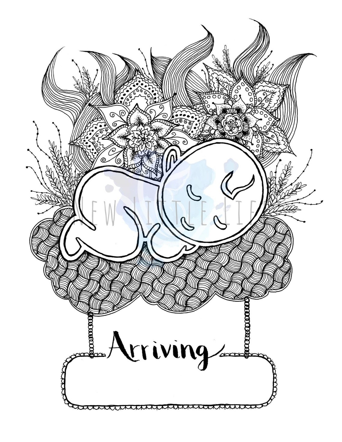 Pregnancy Coloring Page DIGITAL DOWNLOAD Birth Art, Adult Coloring ...