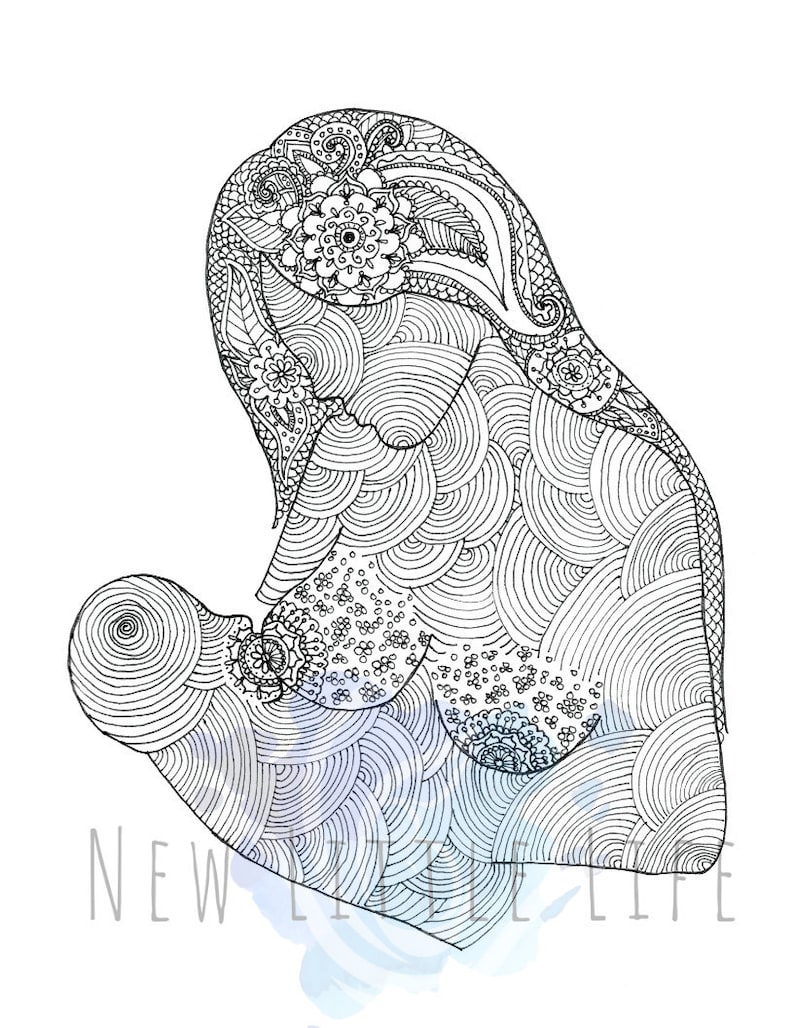 Breastfeeding Coloring Page - DIGITAL DOWNLOAD - Birth Art, Adult ...