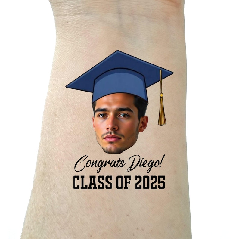 Graduation Face Tattoos, Grad Party Tattoos, Custom Face Tattoo ...