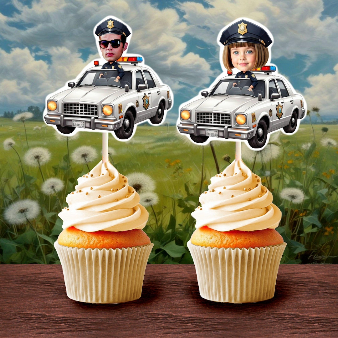 Cupcake Toppers Cop Car Personalized Face Cupcake Toppers, Head on a ...