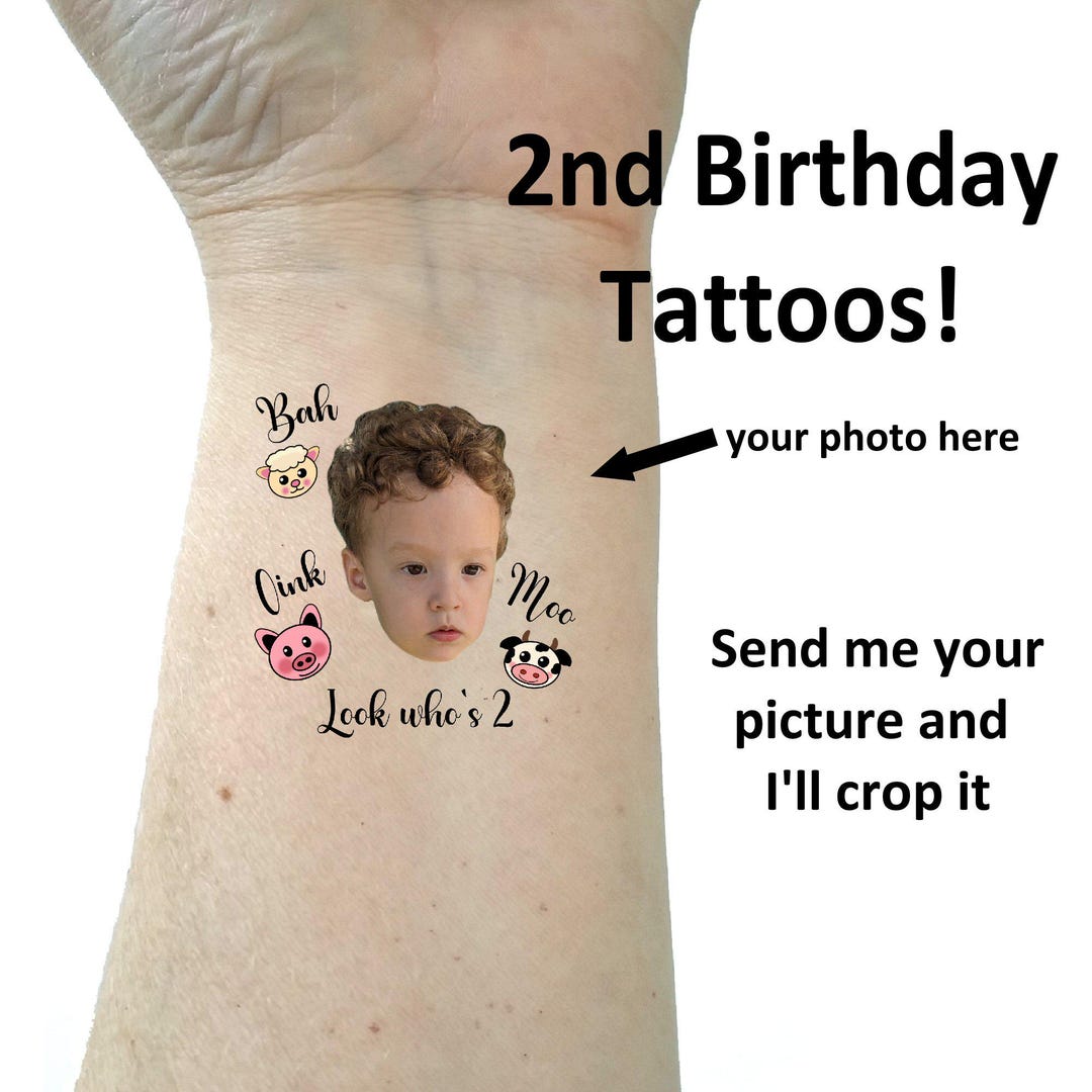 2nd Birthday Tattoos, Custom Tattoo, Oink Bah Moo, Party Favors, Kid ...