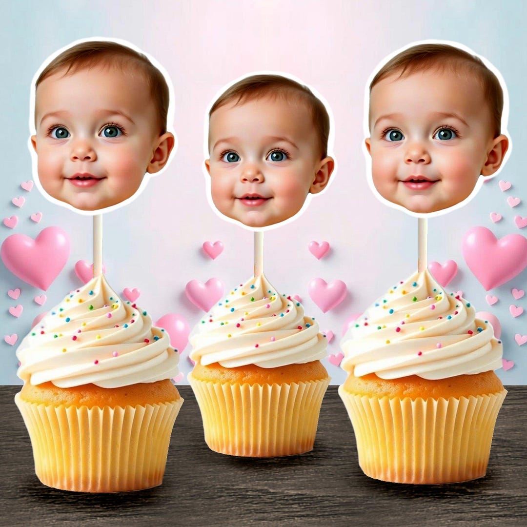 Custom Face Cupcake Toppers, Personalized Cupcake Toppers, Head on a ...