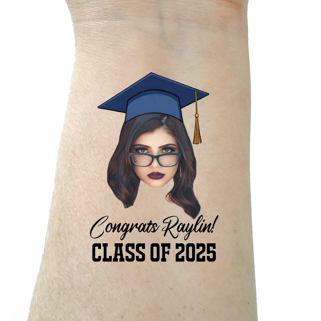 Graduation Face Tattoos, Grad Party Tattoos, Custom Face Tattoo ...