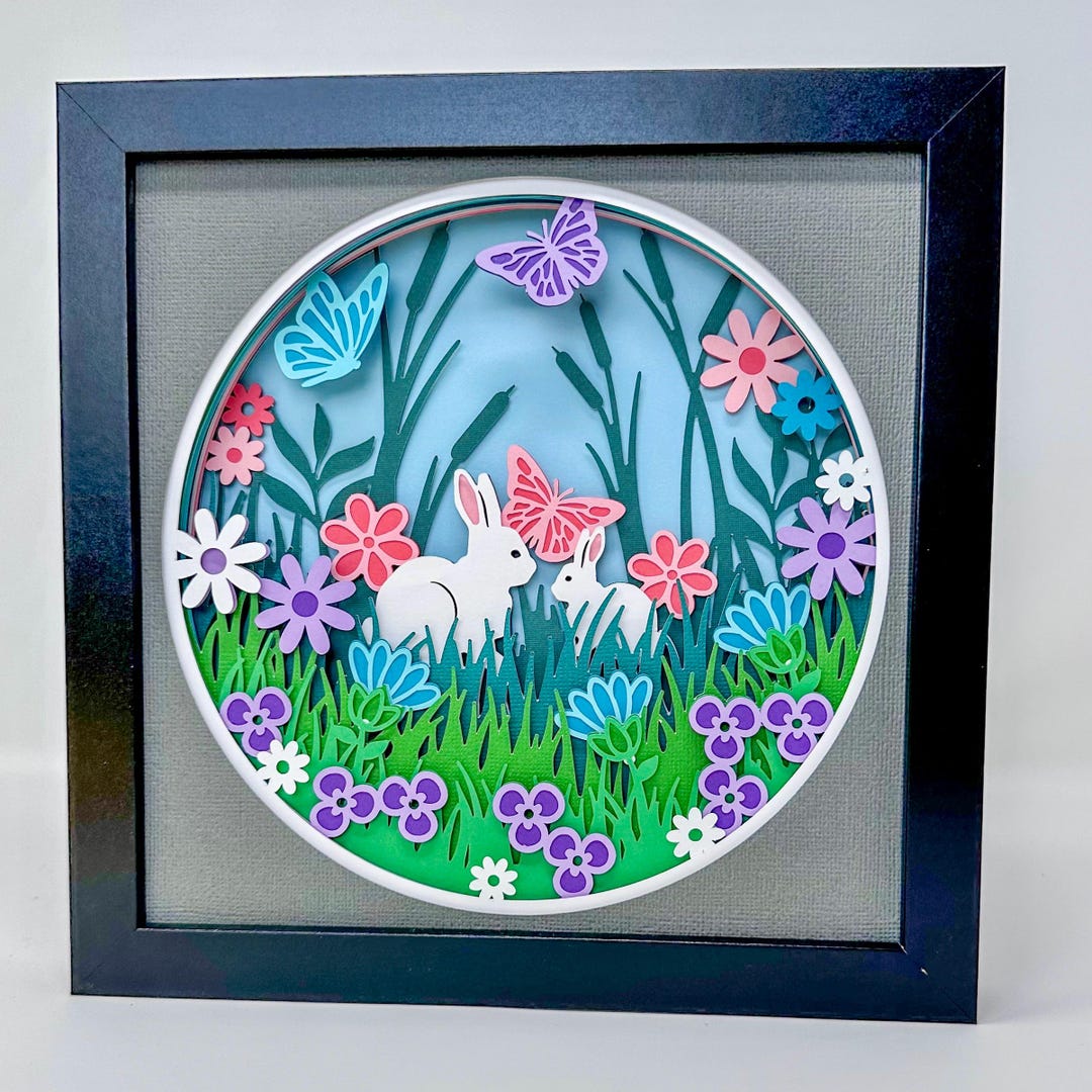 Spring Bunny 3D Shadowbox, Layered Spring Wall Art - Etsy
