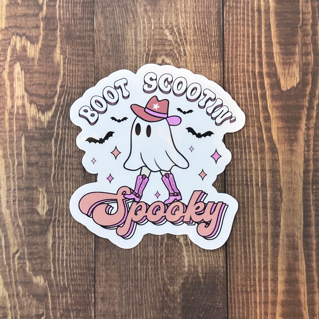 Boot Scootin Spooky Sticker, Halloween Ghost Sticker, Window Sticker ...