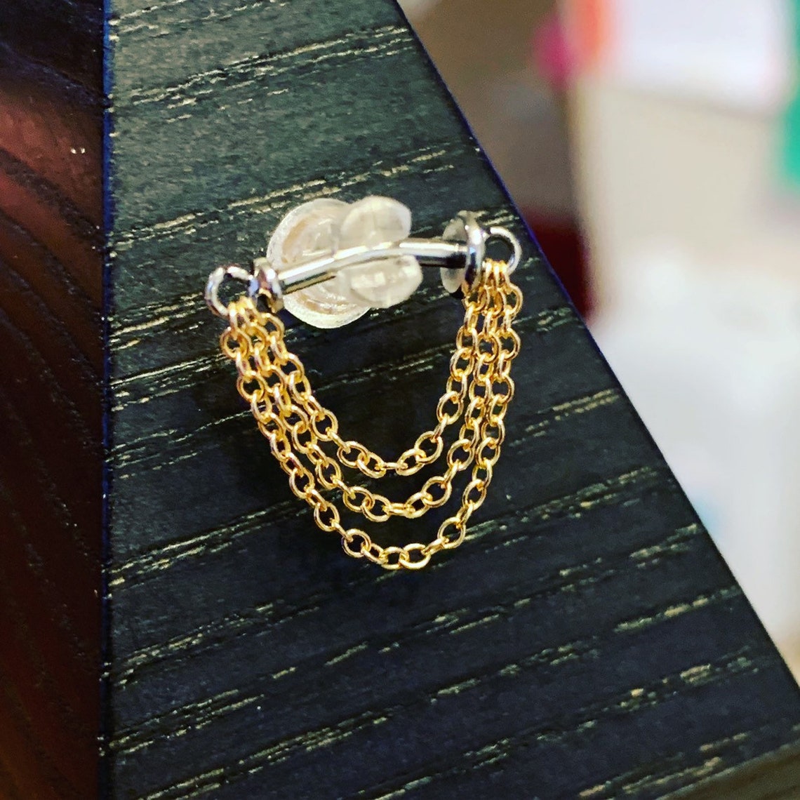 14k Gold Threadless End Septum Chain 16g 5/16 | Etsy