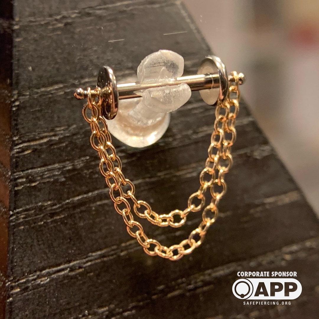 14k Gold Threadless End Septum Chain 14g 5/16" - Etsy