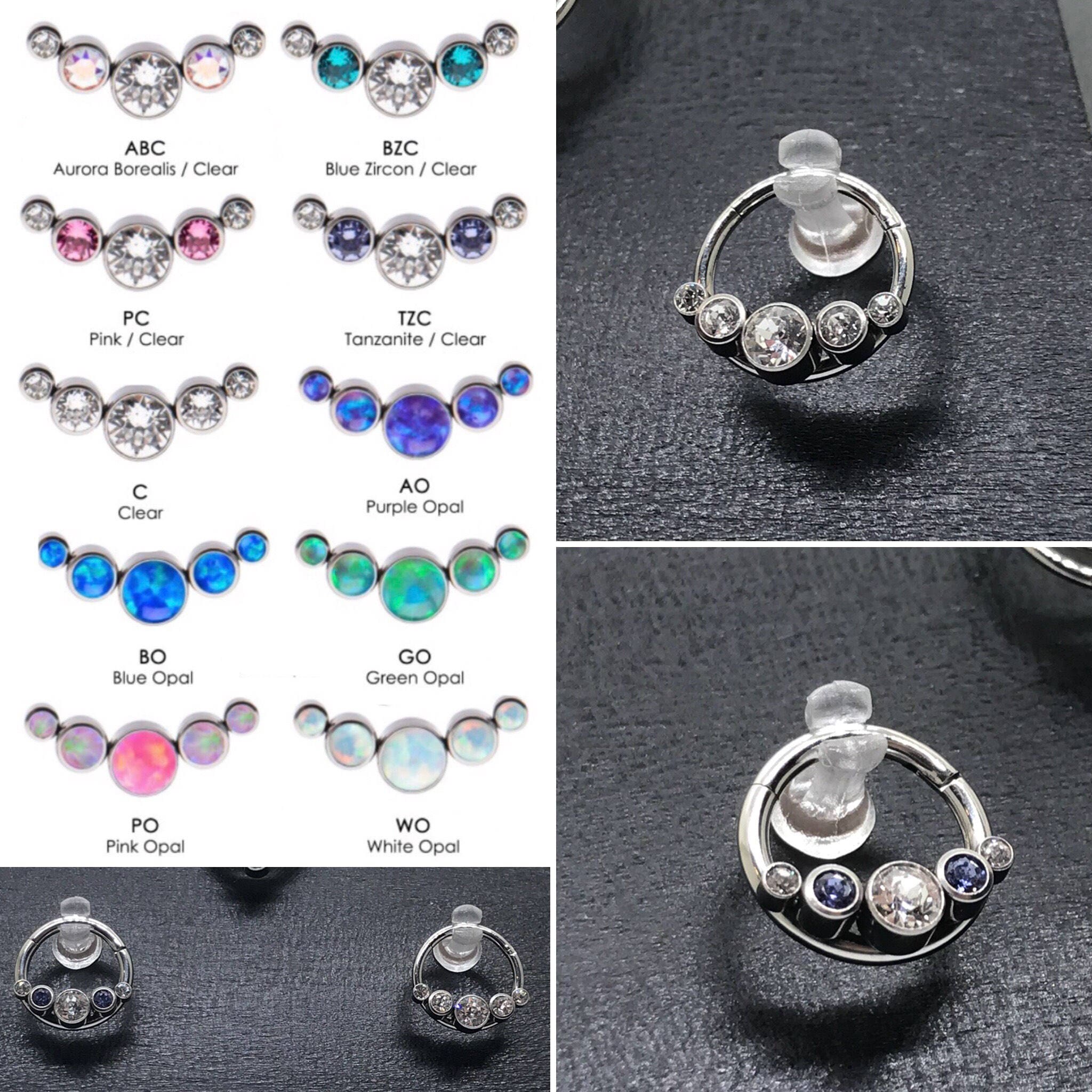 Titanium Gem Cluster Septum / Daith Clicker. 16g or 14g 10mm. - Etsy
