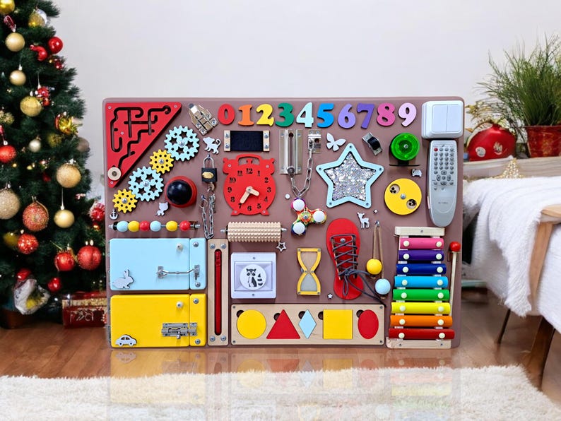 Personalized Christmas Busy Board: Toddler Sensory Activity Toy - Etsy