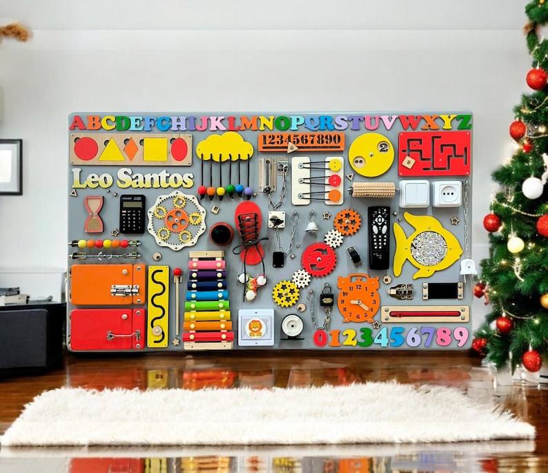 Personalized Christmas Busy Board: Toddler Sensory Activity Toy - Etsy