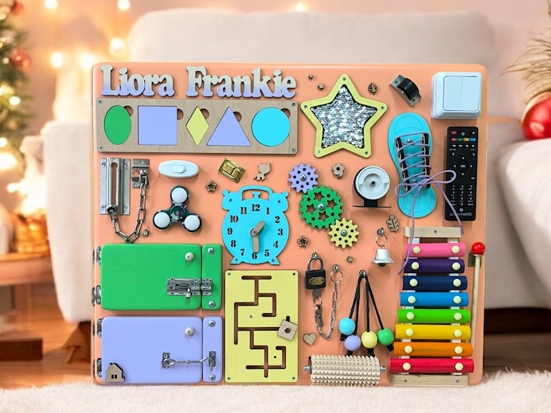 Extra Large Personalized Busy Board: Montessori Sensory Wall - Etsy