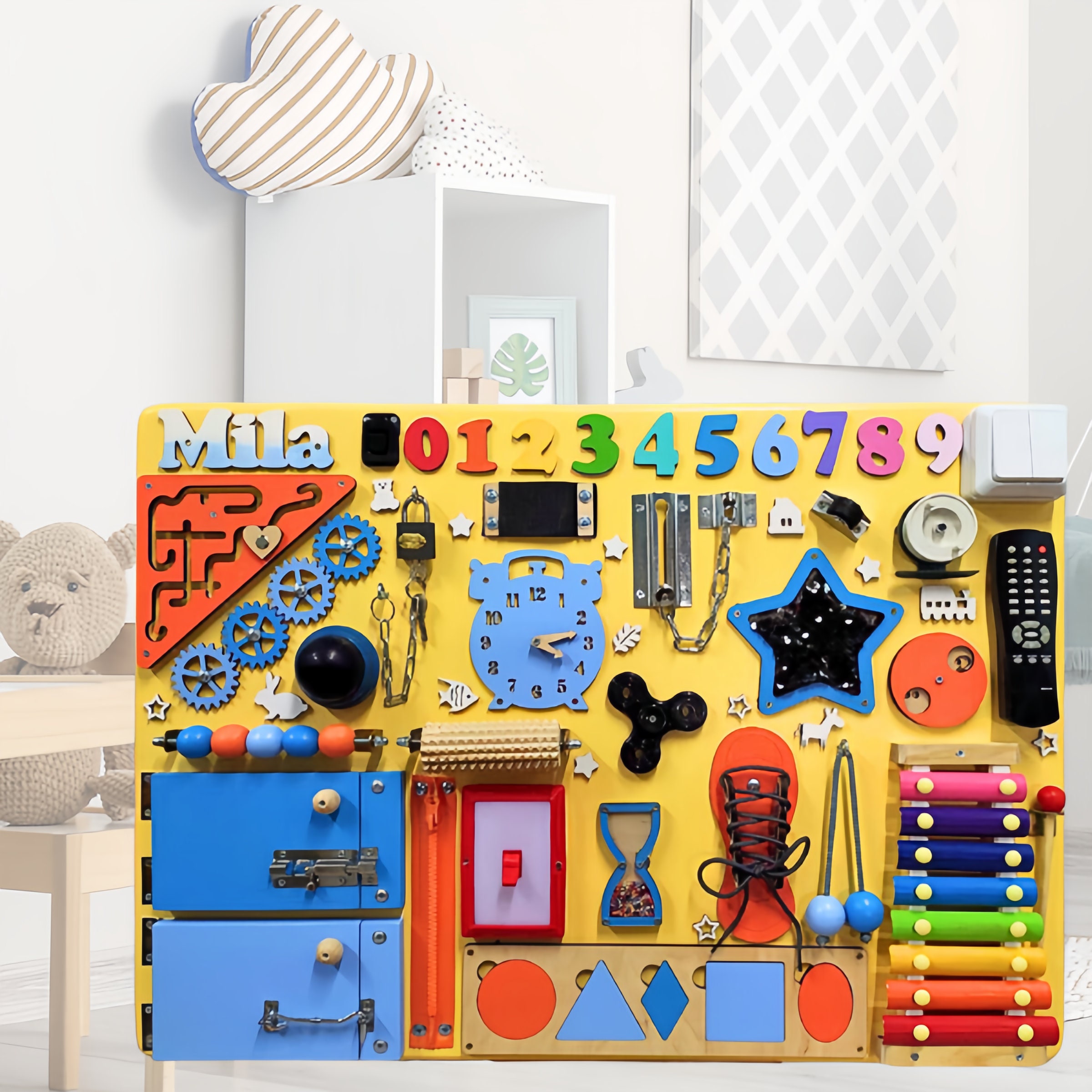 Busy Board for Kids, Custom Busy Board, Wooden Toddler Toys, Busy Board ...