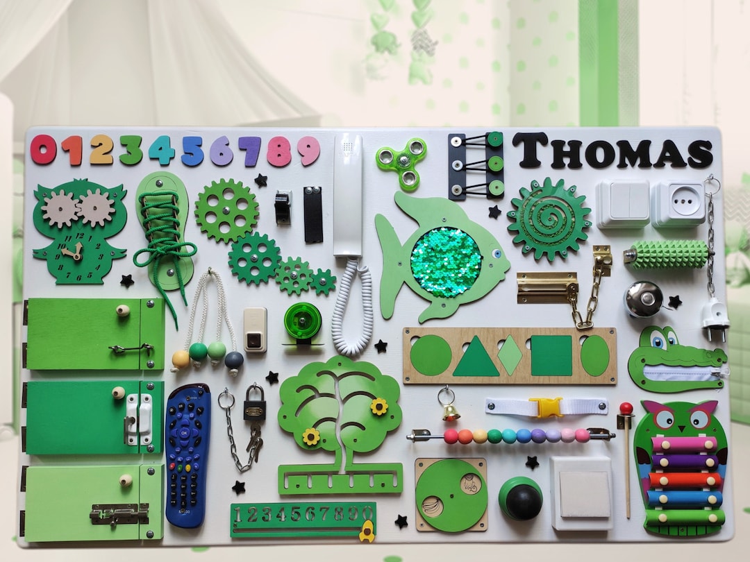 Custom Personalized Busy Board, Baby Shower Gift, Fidget Sensory Board ...