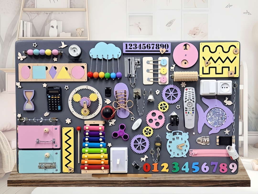 Extra Large Personalized Montessori Busy Board: Sensory Activity Center ...