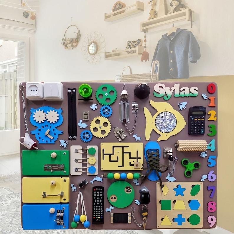 Extra Large Personalized Busy Board: Montessori Sensory Wall - Etsy