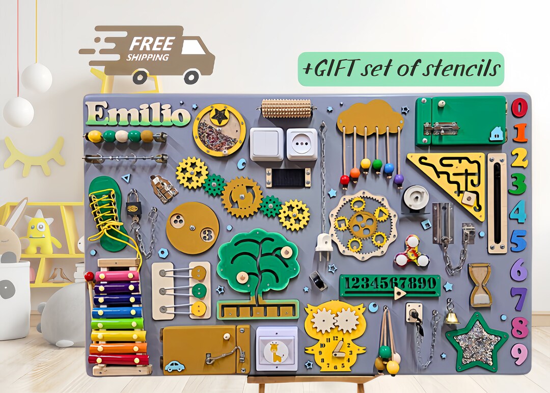 EXTRA LARGE Busy Board for Kids, Personalized Busy Board 1 Year Old Boy ...