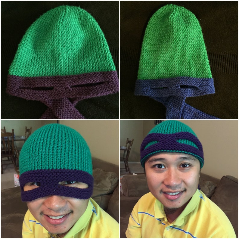 Knitting Pattern: Teenage Mutant Ninja Turtle Hat Adult Size - Etsy
