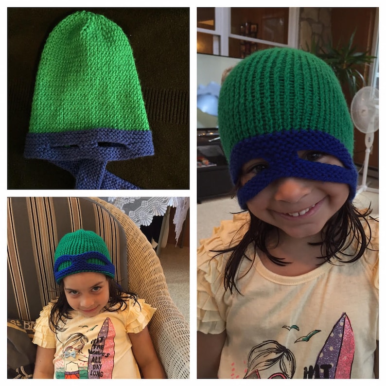 Knitting Pattern: Teenage Mutant Ninja Turtle Hat in Child Sizes - Etsy