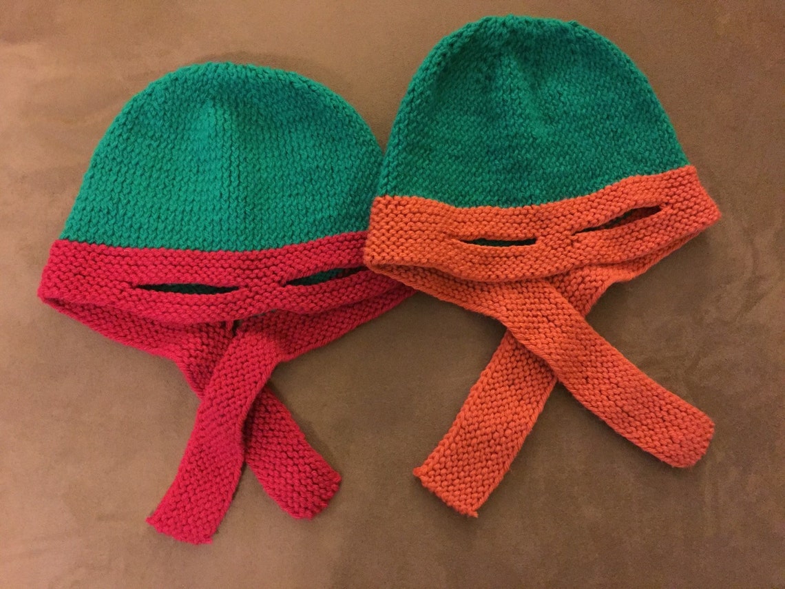 Knitting Pattern: Teenage Mutant Ninja Turtle Hat; Adult Size - Etsy