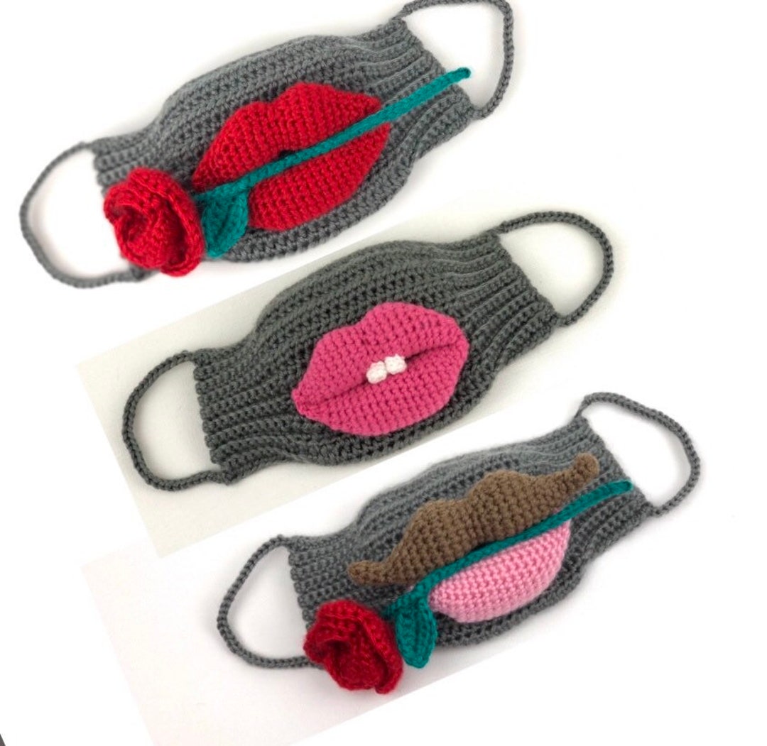 Crochet Mask Pattern: Lips & Rose Design (PDF Pattern) - Etsy