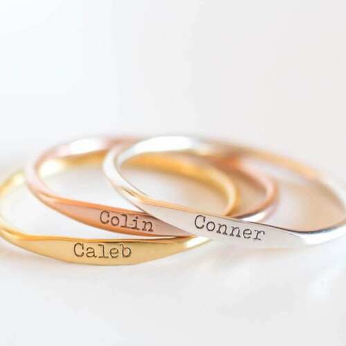 Stackable Name Ring Sterling Silver Ring Personalized Name - Etsy