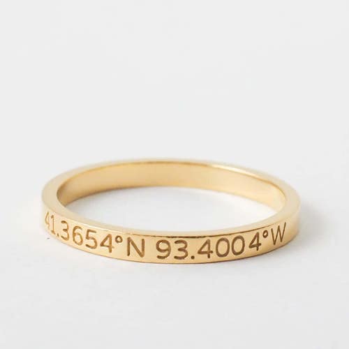 Custom Coordinates Ring Latitude Longitude Ring - Etsy