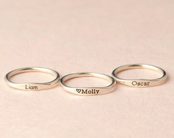 Dainty Name Ring Personalized Skinny Ring Stackable Name - Etsy