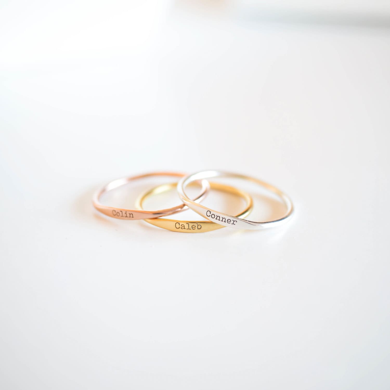 Dainty Stacking Rings Custom Name Ring Custom Initial Ring - Etsy