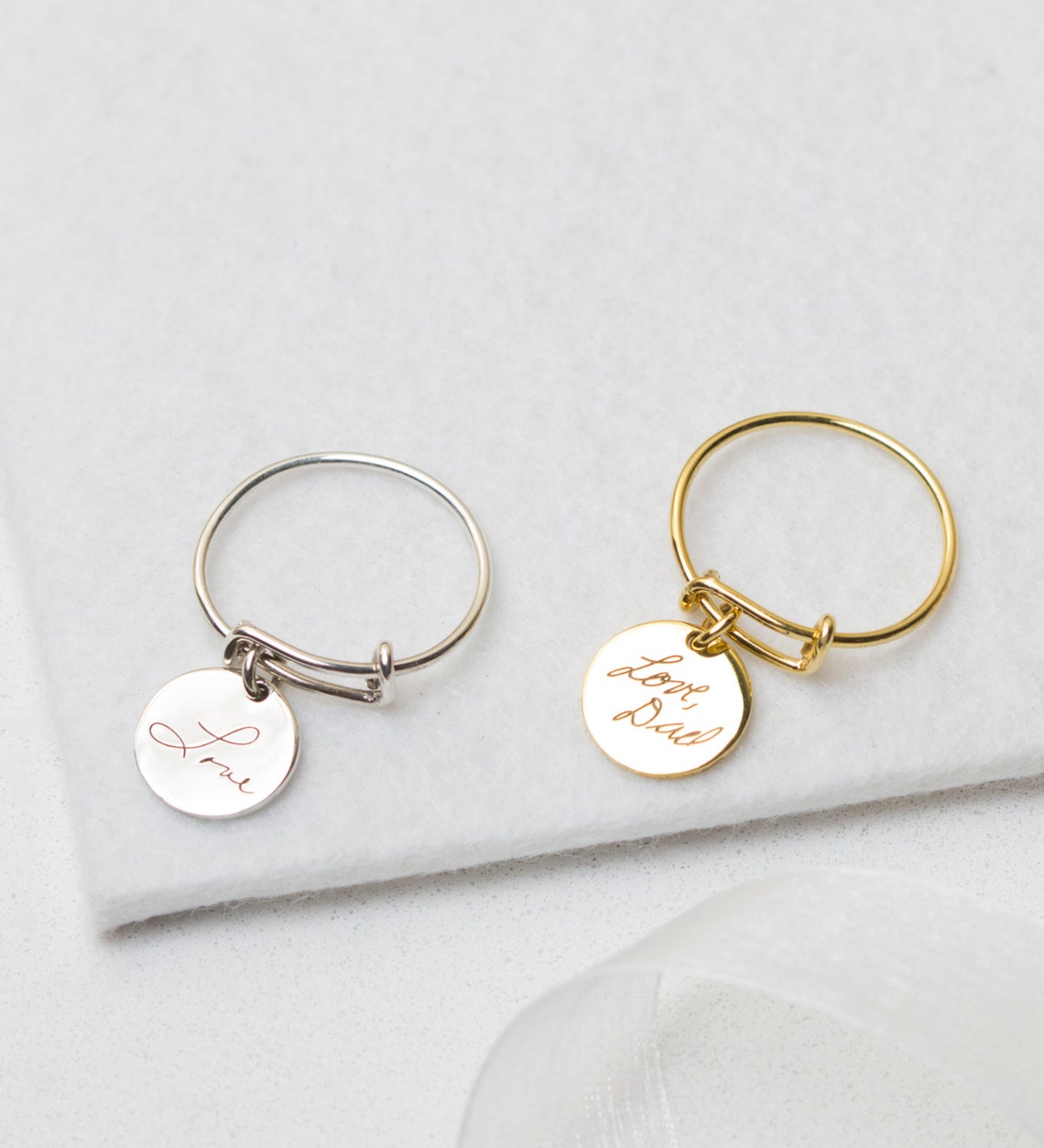 Handwriting Disc Ring Personalized Disc Ring Adjustable | Etsy