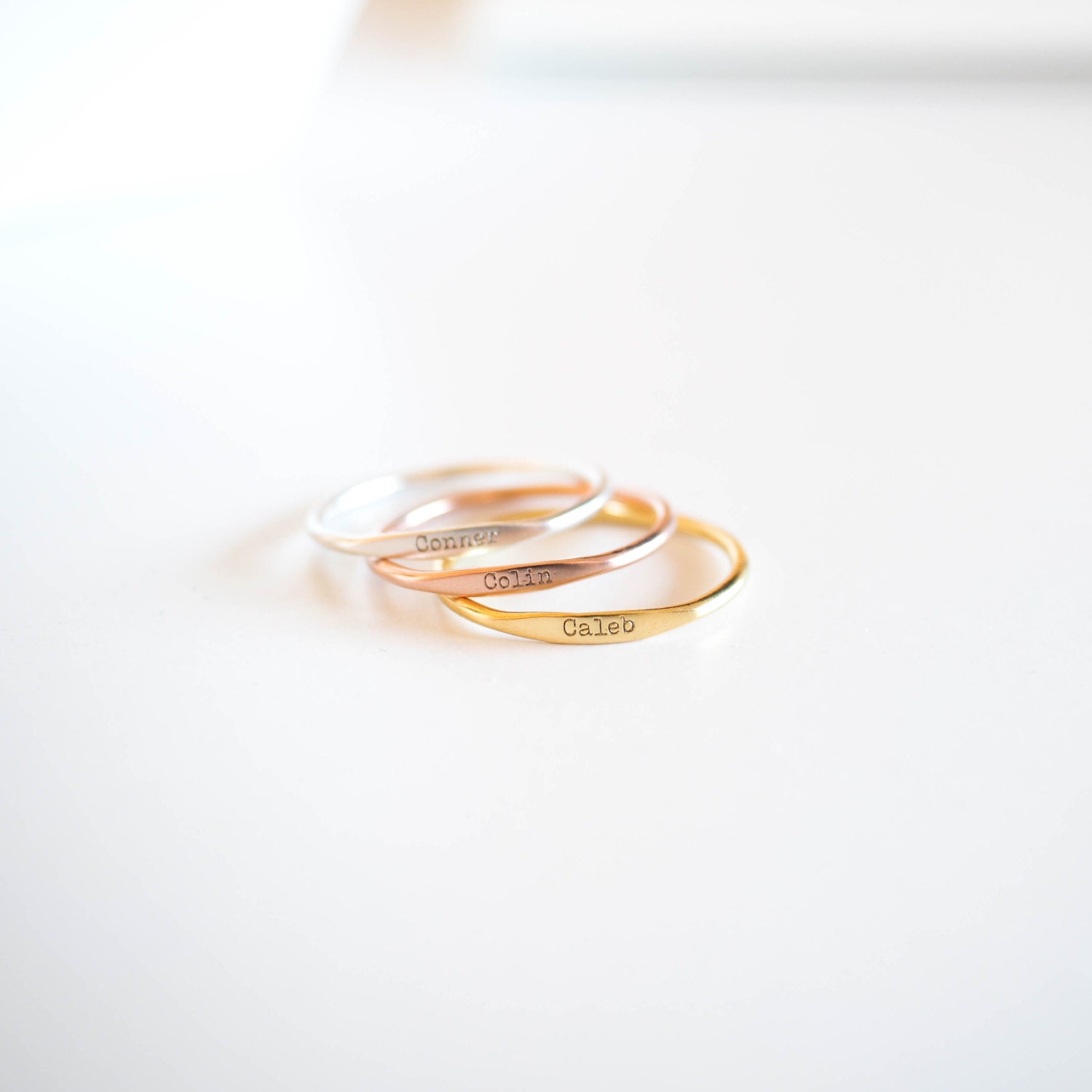 Skinny Stackable Ring Custom Name Ring Sterling Silver - Etsy