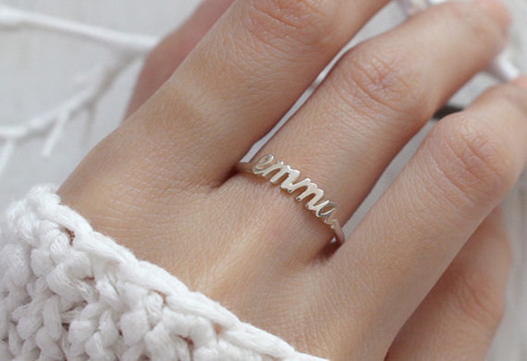 Dainty Name Ring - Stackable Name Ring - Custom Name Ring ...